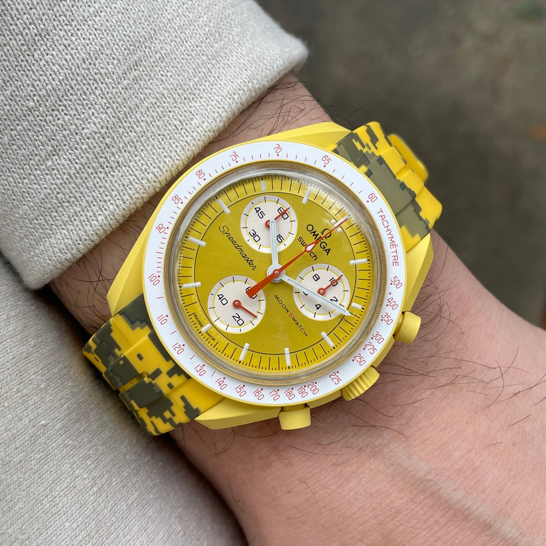 DIGITAL YELLOW - CAMO WATCH STRAP for SWATCH SPEEDMASTER MOONSWATCH ...