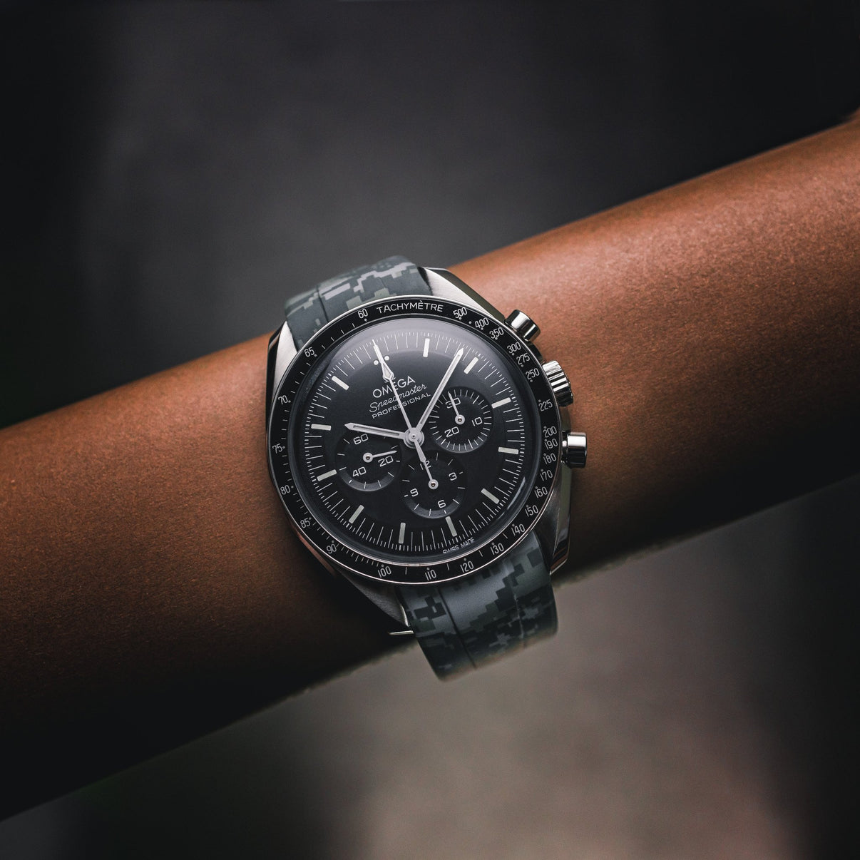 ULTIMATE GRAY - FKM CAMO RUBBER STRAP for OMEGA SPEEDMASTER MOONWATCH ...