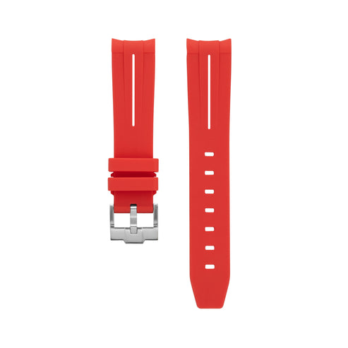 RED ACCENT - RUBBER WATCH STRAP for OMEGA X SWATCH SPEEDMASTER MOONSWA ...