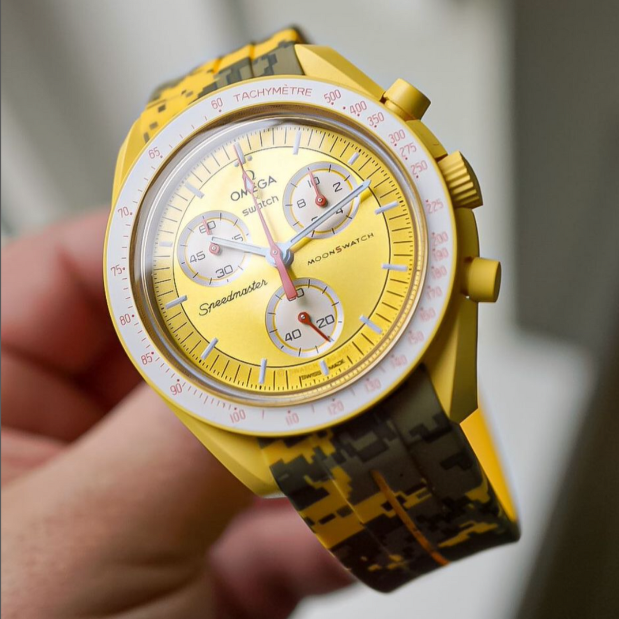 DIGITAL YELLOW - CAMO WATCH STRAP for SWATCH SPEEDMASTER MOONSWATCH ...